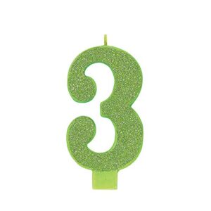 amscan glitter numeral candle, 5 1/4″, kiwi