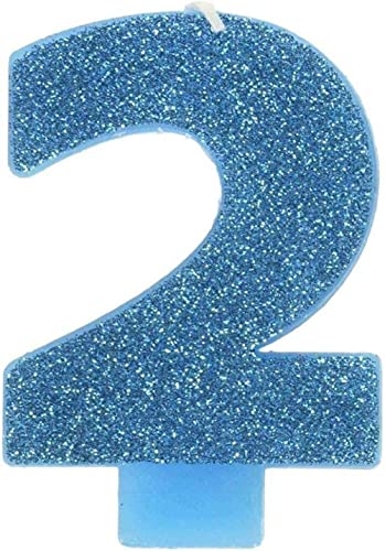 #2 Glitter Birthday Candle | Caribbean Blue | Party Supply