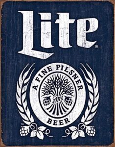 desperate enterprises miller lite bottle logo tin sign – nostalgic vintage metal wall décor – made in usa