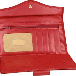 Buxton RFID Organizer Clutch Wallet One Size Red