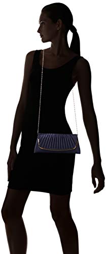 Damara Womens Simple Pleated Satin Clutch Evening Bag, Navy Blue