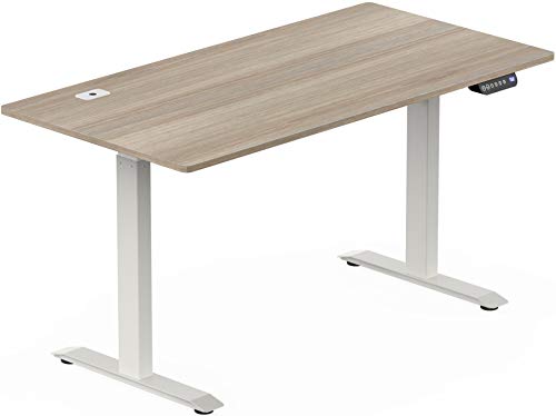 SHW 55-Inch Large Electric Height Adjustable Standing Desk, 55 x 28 Inches, Maple