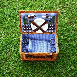 Picnic Basket for 4 Person | Picnic Set | Folding Picnic Blanket | Picnic Table Set | Picnic Plates | Picnic Supplies | Summer Picnic Kit | Picnic Utensils | Picnic Hamper Cutlery Set Flatware Set