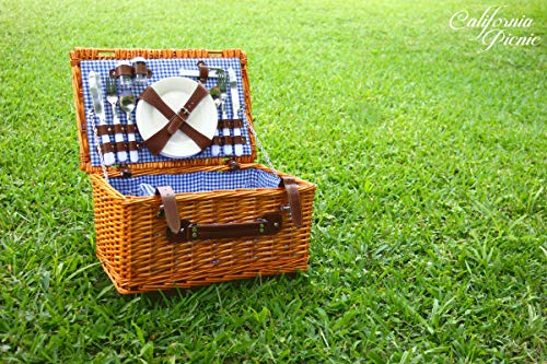 Picnic Basket for 4 Person | Picnic Set | Folding Picnic Blanket | Picnic Table Set | Picnic Plates | Picnic Supplies | Summer Picnic Kit | Picnic Utensils | Picnic Hamper Cutlery Set Flatware Set