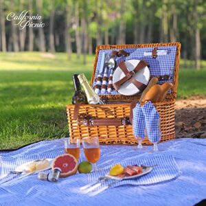 Picnic Basket for 4 Person | Picnic Set | Folding Picnic Blanket | Picnic Table Set | Picnic Plates | Picnic Supplies | Summer Picnic Kit | Picnic Utensils | Picnic Hamper Cutlery Set Flatware Set