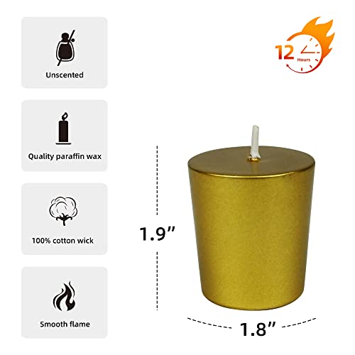 Zest Candle 12-Piece Votive Candles, Metallic Gold