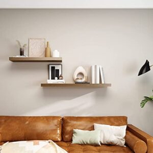 WELLAND 12" Deep Wall Shelves, Floating Wall Shelf Large Floating Shelves, 47.24" L x 11.81" D x 2" T, Deeper Than Others, Retro