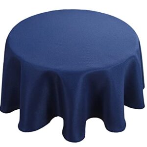 Biscaynebay Textured Fabric Round Tablecloths 60 Inches in Diameter, Navy Water Resistant Spill Proof Washable Tablecloths for Dining, Kitchen, Wedding, Parties etc. Machine Washable