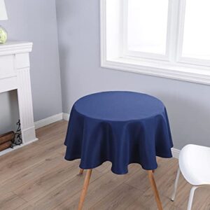 Biscaynebay Textured Fabric Round Tablecloths 60 Inches in Diameter, Navy Water Resistant Spill Proof Washable Tablecloths for Dining, Kitchen, Wedding, Parties etc. Machine Washable