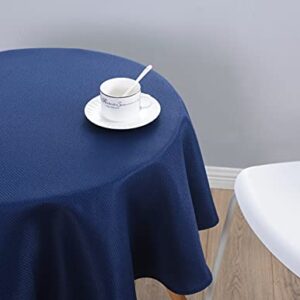 Biscaynebay Textured Fabric Round Tablecloths 60 Inches in Diameter, Navy Water Resistant Spill Proof Washable Tablecloths for Dining, Kitchen, Wedding, Parties etc. Machine Washable