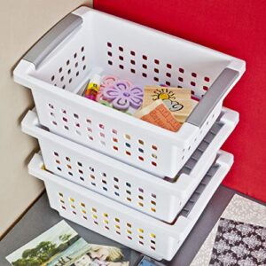 Sterilite Small Stacking Baskets, Bins, Crates, White