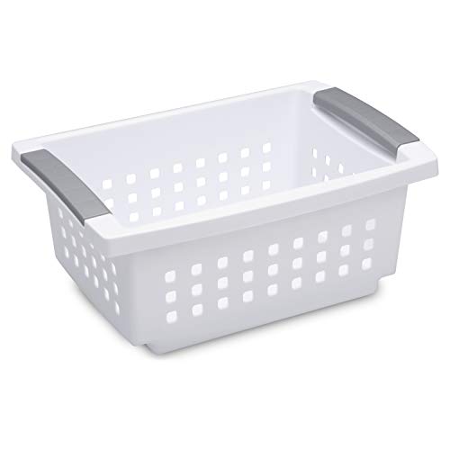 Sterilite Small Stacking Baskets, Bins, Crates, White