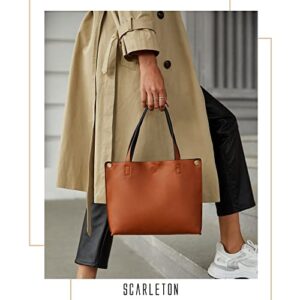 Scarleton Leather Tote Bag for Women, Womens Purses and Handbags, Reversible Tote Bags for Women, Purses for Women, H184220192501 - Camel/Brown