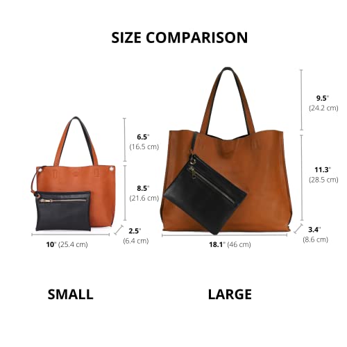 Scarleton Leather Tote Bag for Women, Womens Purses and Handbags, Reversible Tote Bags for Women, Purses for Women, H184220192501 - Camel/Brown