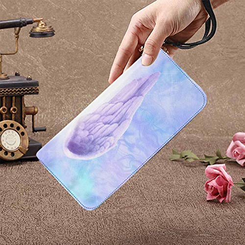 InterestPrint Lilac Angel Wings with White Light Women's Clutch Purse Card Holder Organizer Ladies Purse