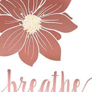 Relax Soak Unwind Breathe Rose Gold White Tone Flower Prints, 4 (8x10) Unframed Photos, Wall Art Decor Gifts Under 20 for Home Office Yoga Studio School College Student Teacher Garden Floral Fan