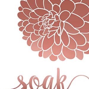 Relax Soak Unwind Breathe Rose Gold White Tone Flower Prints, 4 (8x10) Unframed Photos, Wall Art Decor Gifts Under 20 for Home Office Yoga Studio School College Student Teacher Garden Floral Fan