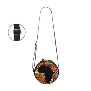 ALAZA Africa Map On Ethnic Pattern Round Crossbody Bag Canvas Purse Messenger Bag