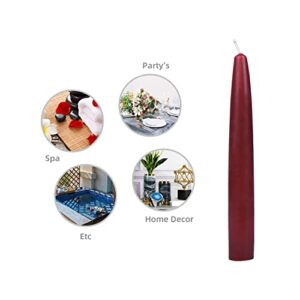 Zest Candle 12-Piece Taper Candles, 6-Inch, Burgundy