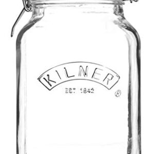 Kilner 0025.512 Square Glass Clip Top Preservation Jar, 1.5L, Transparent