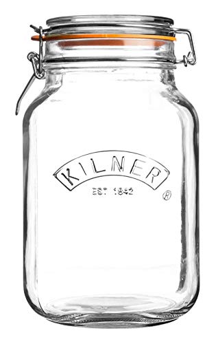 Kilner 0025.512 Square Glass Clip Top Preservation Jar, 1.5L, Transparent