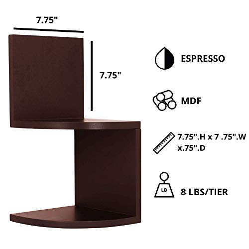 Kiera Grace Priva Corner Shelf, Set of 2, Espresso