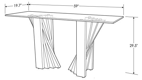 Modern Falcone Console Table - Clear Glass with Polished Stainless Steel Base