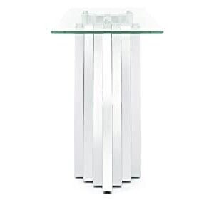 Modern Falcone Console Table - Clear Glass with Polished Stainless Steel Base