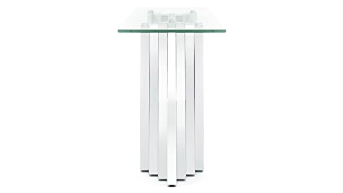 Modern Falcone Console Table - Clear Glass with Polished Stainless Steel Base