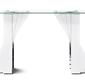 Modern Falcone Console Table - Clear Glass with Polished Stainless Steel Base