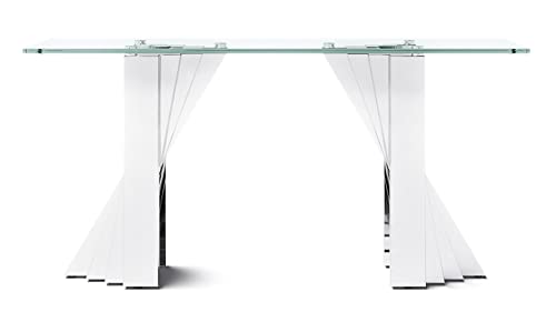 Modern Falcone Console Table - Clear Glass with Polished Stainless Steel Base