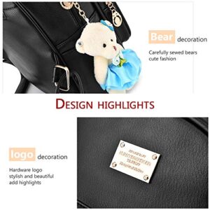 H&N Women Fashion Cute Leather Laides Shopping Bag Casual Backpack Travle Backpack for Girls Black, Small