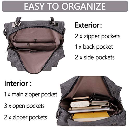 RAVUO Women Backpack Purse, Ladies PU Leather Casual Shoulder Bag mini Backpack Three Ways to Carry Grey