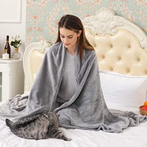 KMUSET Fleece Blanket Throw Size Grey Lightweight Super Soft Cozy Luxury Bed Blanket Microfiber Factory Shop