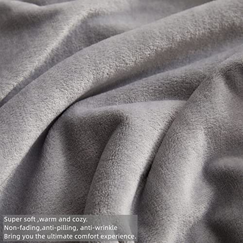 KMUSET Fleece Blanket Throw Size Grey Lightweight Super Soft Cozy Luxury Bed Blanket Microfiber Factory Shop