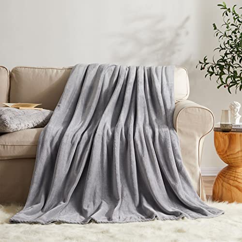 KMUSET Fleece Blanket Throw Size Grey Lightweight Super Soft Cozy Luxury Bed Blanket Microfiber Factory Shop