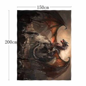 kksme 58 x 80 Inch War with The Dragon On Castle Soft Throw Blanket for Bed Couch Sofa Lightweight Travelling Camping Throw Size for Kids Boys Women All Season