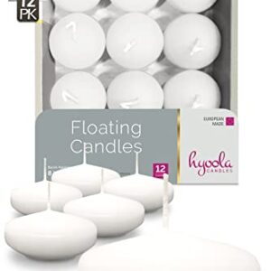 HYOOLA Premium White Floating Candles 3 Inch - 8 Hour - 12 Pack - European Made