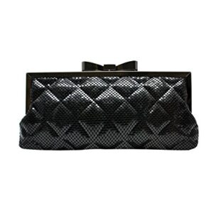 La Regale Women's Quilted Chainmail Clutch Black