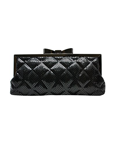 La Regale Women's Quilted Chainmail Clutch Black