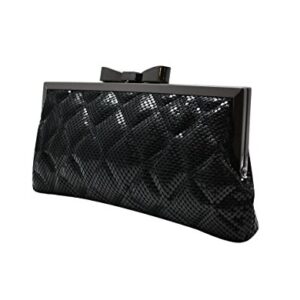 La Regale Women's Quilted Chainmail Clutch Black