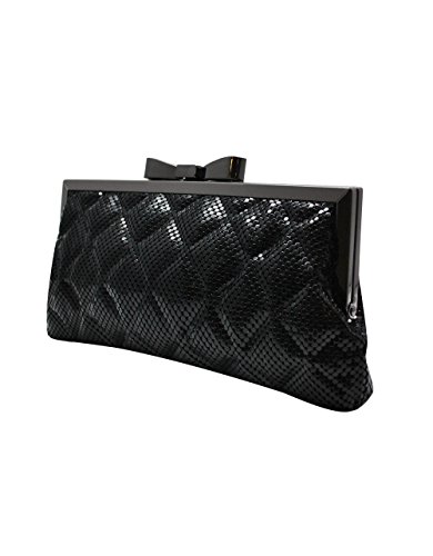 La Regale Women's Quilted Chainmail Clutch Black