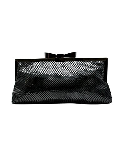 La Regale Women's Quilted Chainmail Clutch Black