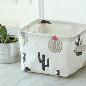 KRLIFCSL Storage Bins Foldable Cactus Storage Basket for Nursery, Kids Toys, Makeup, Small Items, Desktop Organization, Set of 4 (Cream)