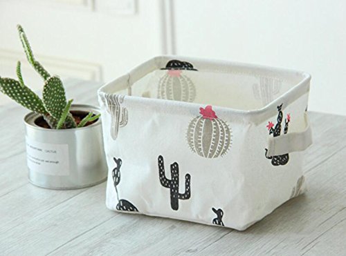 KRLIFCSL Storage Bins Foldable Cactus Storage Basket for Nursery, Kids Toys, Makeup, Small Items, Desktop Organization, Set of 4 (Cream)