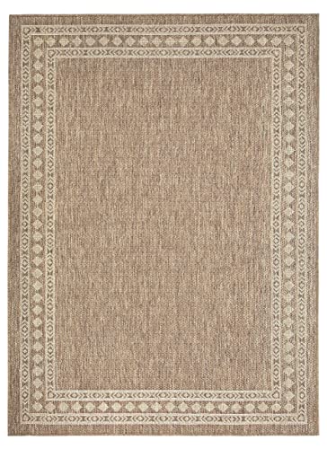 PRIYATE Indoor/Outdoor Area Rug 5'3" x 7'6'' – Border Design Freedom Asha Collection - Easy to Clean, Water/Stain/Fade Resistant, Pet Friendly, High Traffic Carpet for Patio, Deck, Living Room