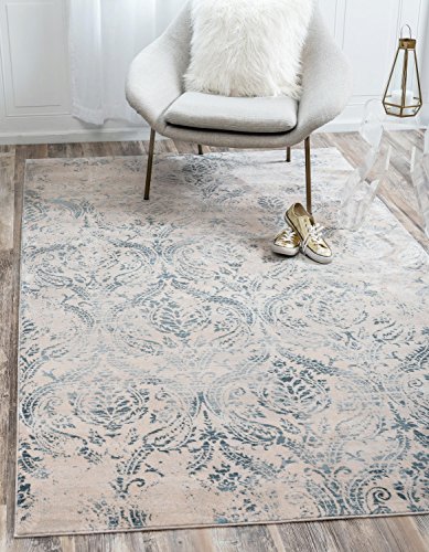 Unique Loom Paris Collection Pastel Tones Traditional Distressed Blue Area Rug (8' 0 x 10' 0)