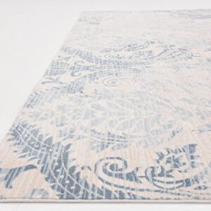 Unique Loom Paris Collection Pastel Tones Traditional Distressed Blue Area Rug (8' 0 x 10' 0)