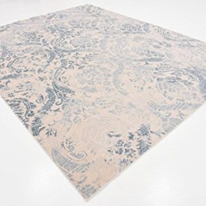 Unique Loom Paris Collection Pastel Tones Traditional Distressed Blue Area Rug (8' 0 x 10' 0)