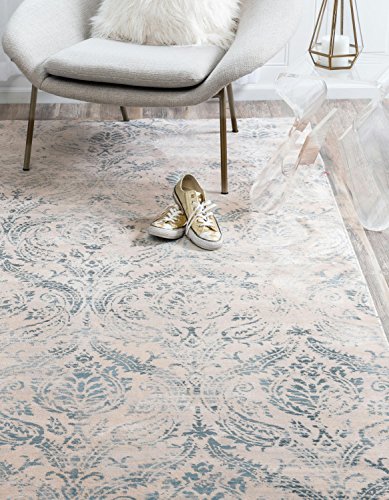 Unique Loom Paris Collection Pastel Tones Traditional Distressed Blue Area Rug (8' 0 x 10' 0)